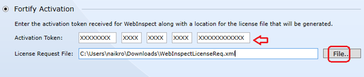 WebInspect offline license activation