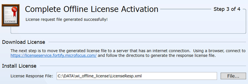 WebInspect offline license activation