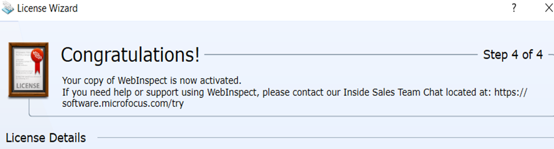 WebInspect offline license activation