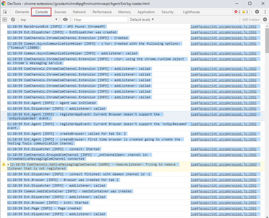 How to enable UFT extension log in Google Chrome