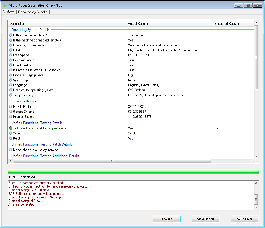 UFT One Installation Check Tool