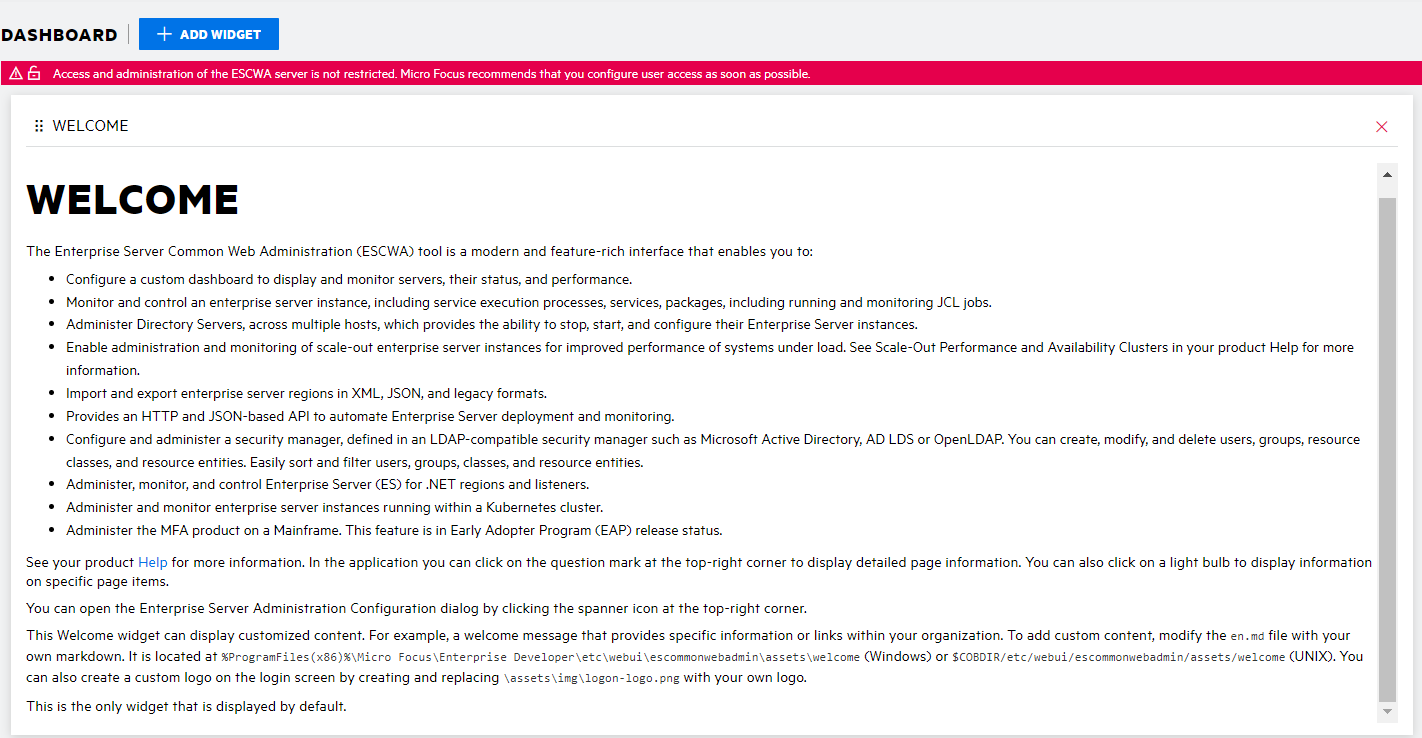 Customize ESCWA Dashboard were initialized to default when browsing ...