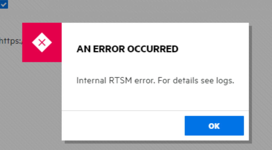 Could not add Connected Server OBM - Internal RTSM error