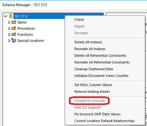 Convert Content Manager Unicode dataset to ANSI