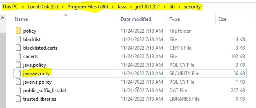 APM 9.51: Java security error in browser java applet after installing JRE 8u351 on client side