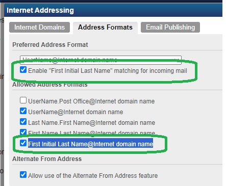 Incoming emails addressed using First Initial Last Name format are not ...