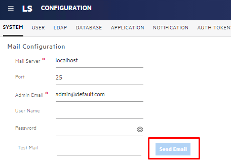 The email server is not yet configured. Please request your ...