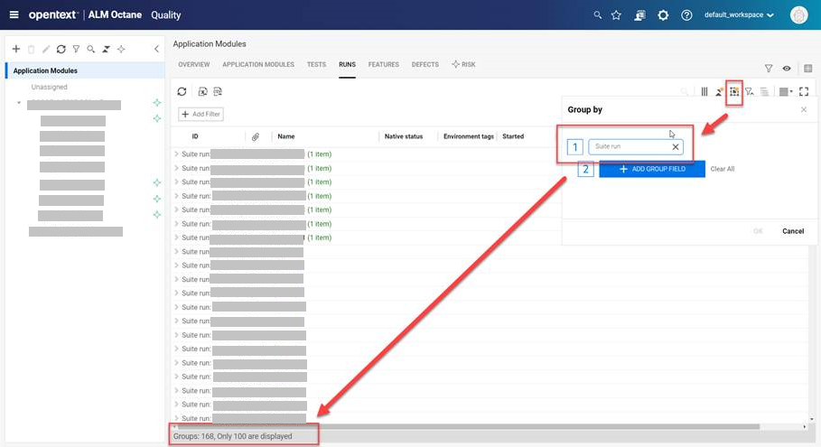 How to modify the limit of items displayed for the "Group by" function.
