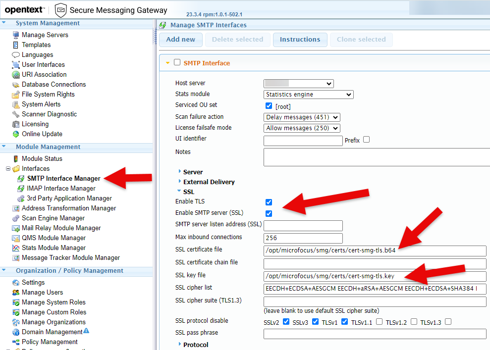 How can I export an eDirectory certificate and use it for SMG SMTP TLS