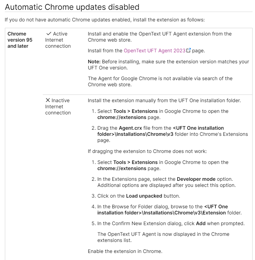 Updating the Open Text UFT One Agent extension manually when there is ...