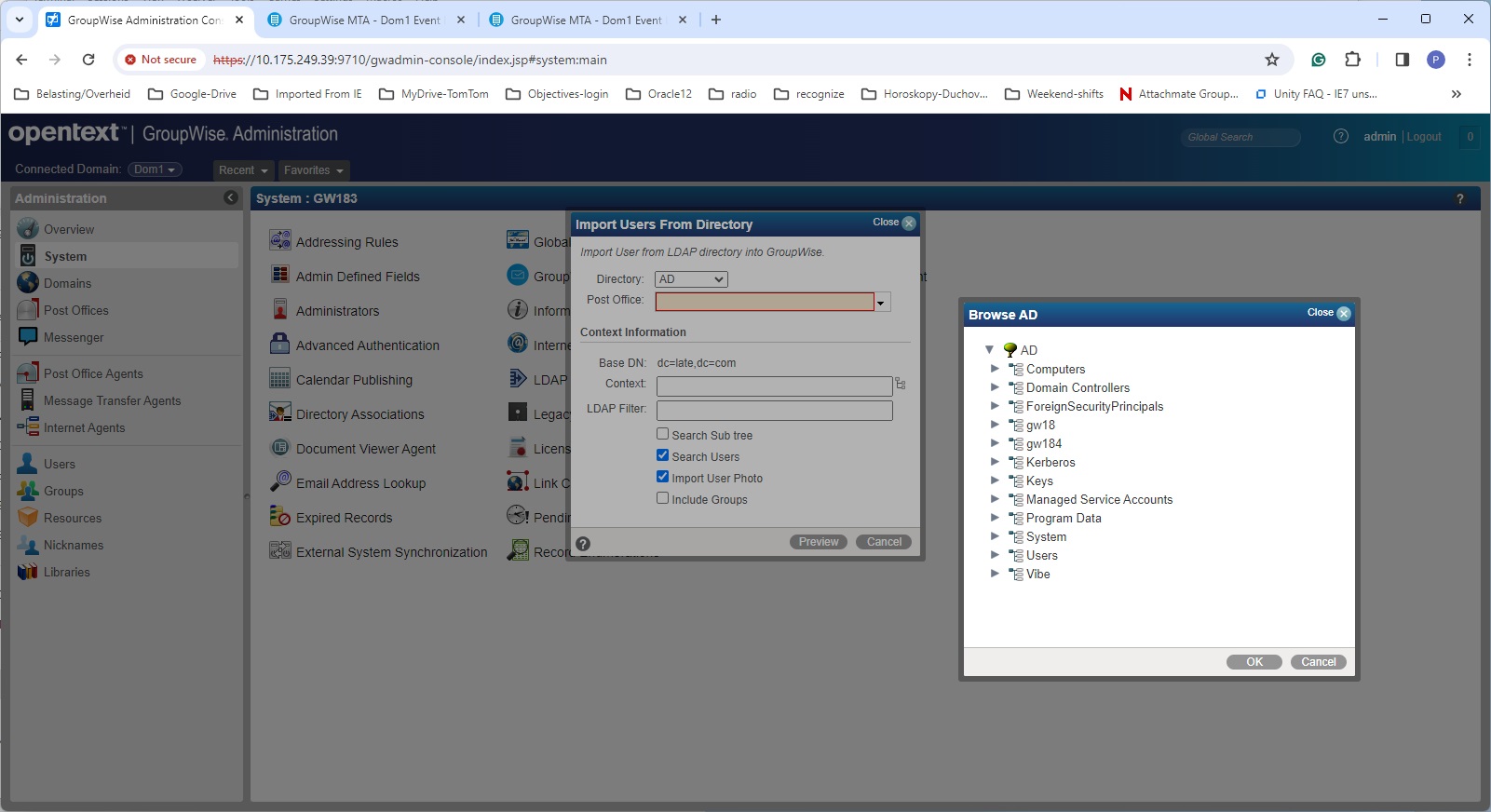 Browsing Active Directory tree fails when using SSL configuration.