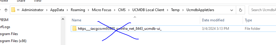 Error in UCMDB Local Client when accessing OBM/RTSM.