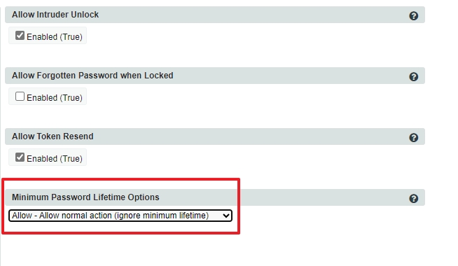 Self Service Password Reset does not handle lifetime password policy setting in Identity Manager ...