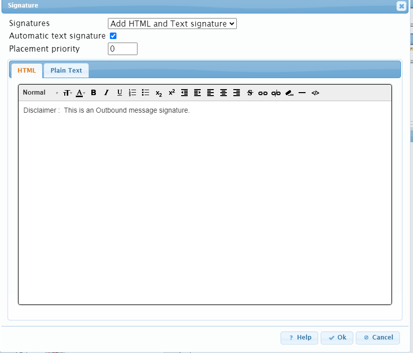 How can I configure an outbound message signature policy in SMG