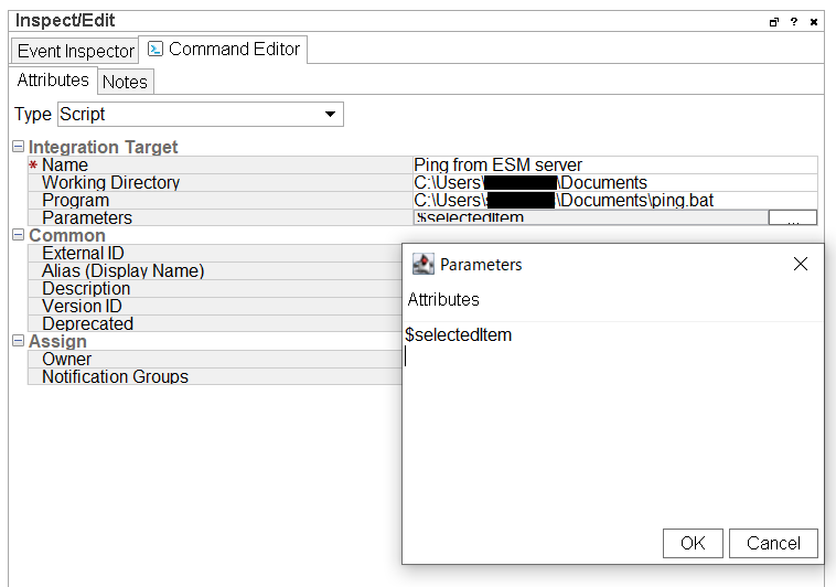 How to ping an asset directly from the ESM console