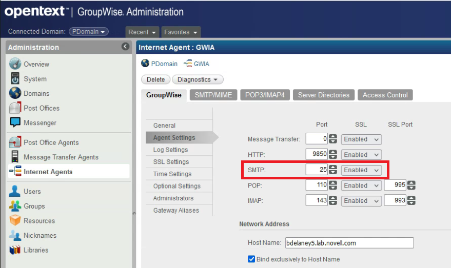 GroupWise mail, Inbound and Outbound, is not flowing