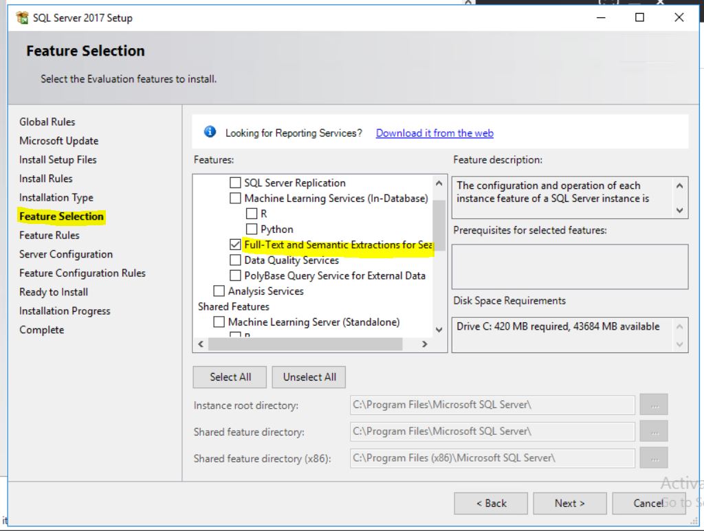 Content Manager: "Full text service is required for text indexing but it is not installed for ...
