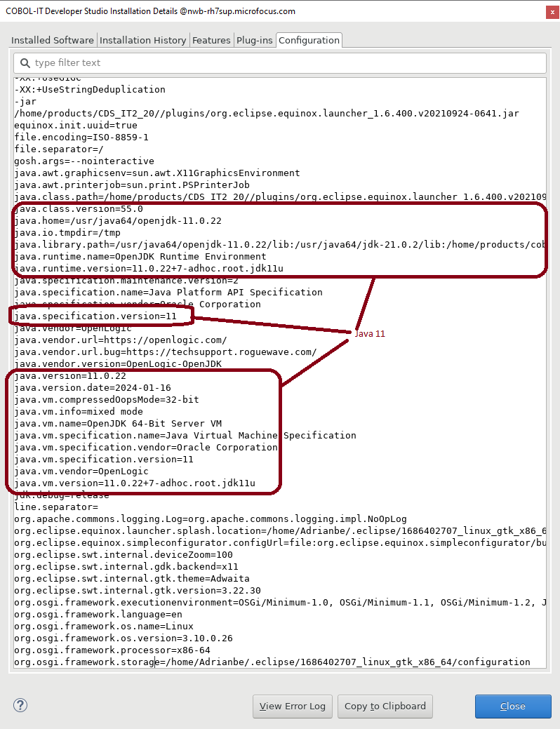Java errors reported when installing plug-in into COBOL-IT CDS 2.20