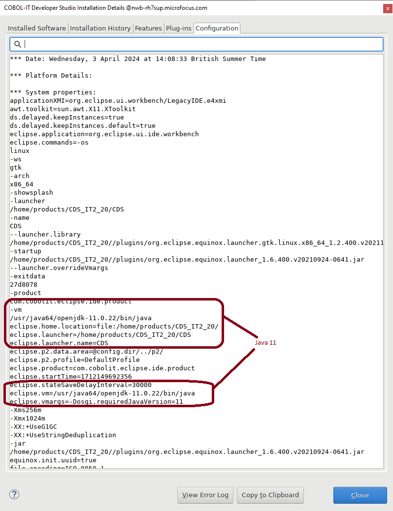 Java errors reported when installing plug-in into COBOL-IT CDS 2.20