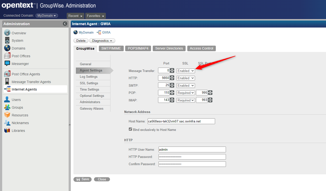 The GroupWise Internet agent (GWIA) is not receiving emails.