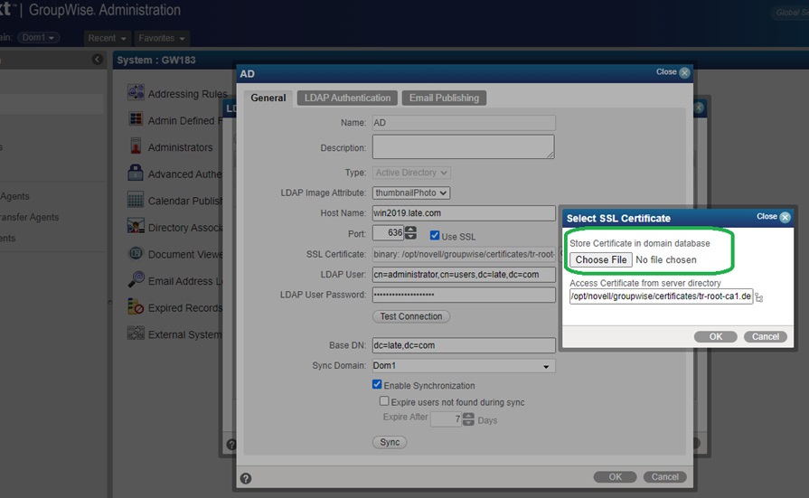 Browsing Active Directory tree fails when using SSL configuration.