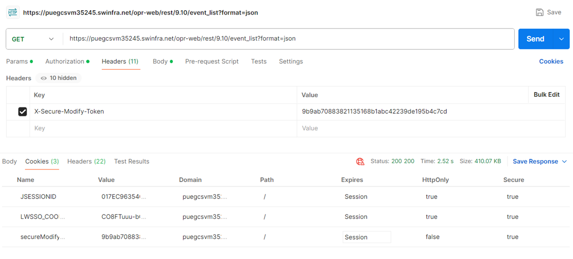 Test generate an event using Postman for Operations Bridge Manager