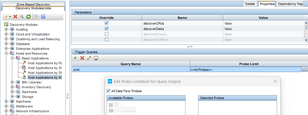 UCMDB: No credentials defined for the triggered IP