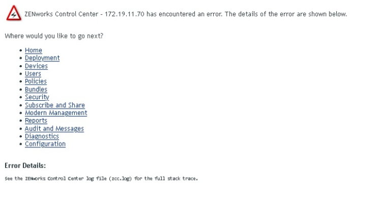ZCC error when viewing the details of System Update or pending devices for System Update