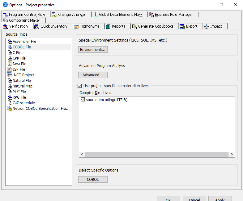 Can UTF-8 format COBOL source files be used with Enterprise Analyzer?