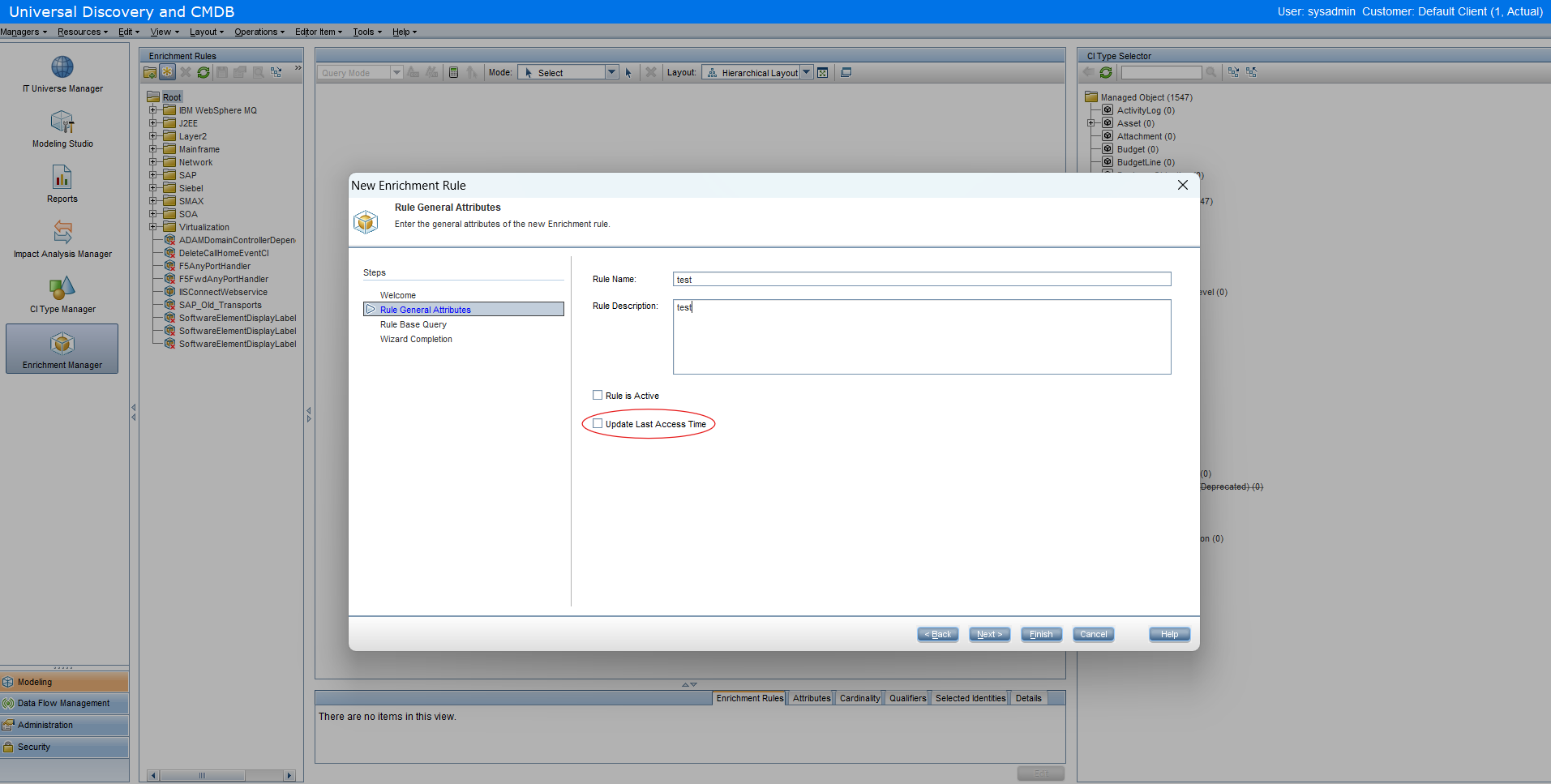UCMDB Enrichments not updating Last Access Time attribute