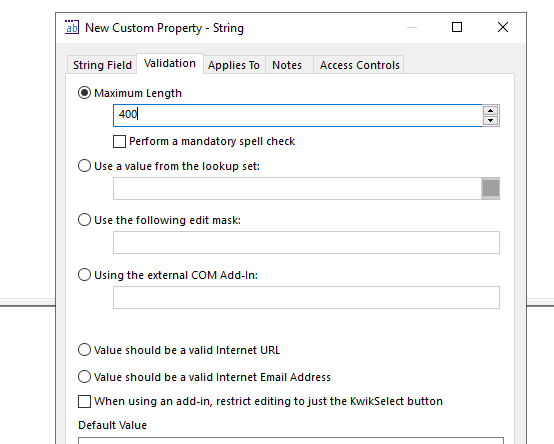 Max Character Length for Additional Field String