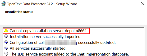 Received error "Cannot copy installation server depot x8664" when installing cell manager