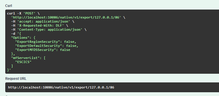 Exporting an MFDS repository or region in json format using the command ...