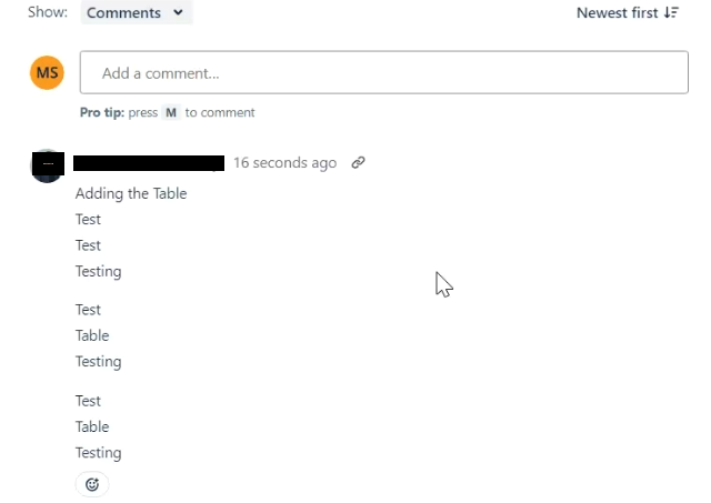 [MF Connect] Table format in rich text field (such as Description/Comments) is broken when sync ...