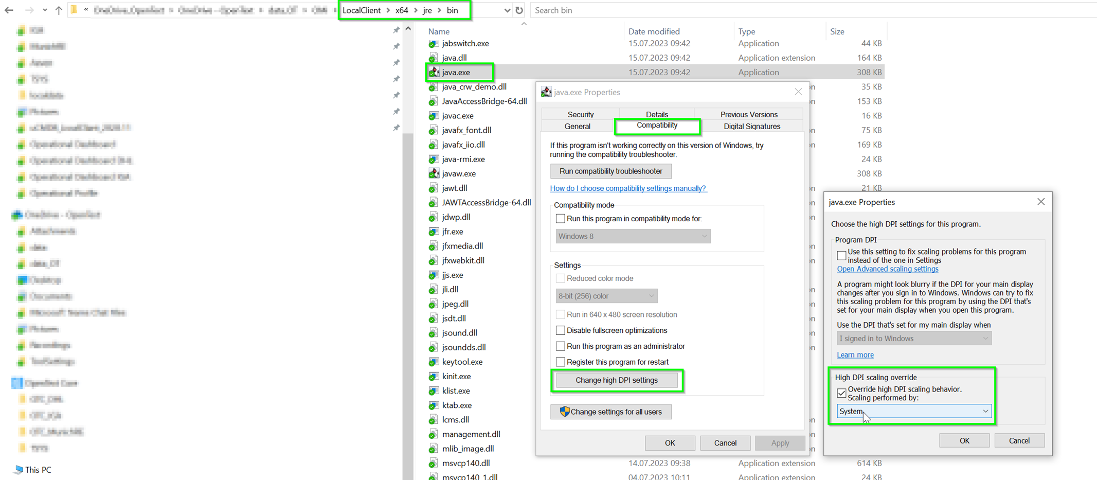 How to change the OBM Local Client High Resolution HiRes size?