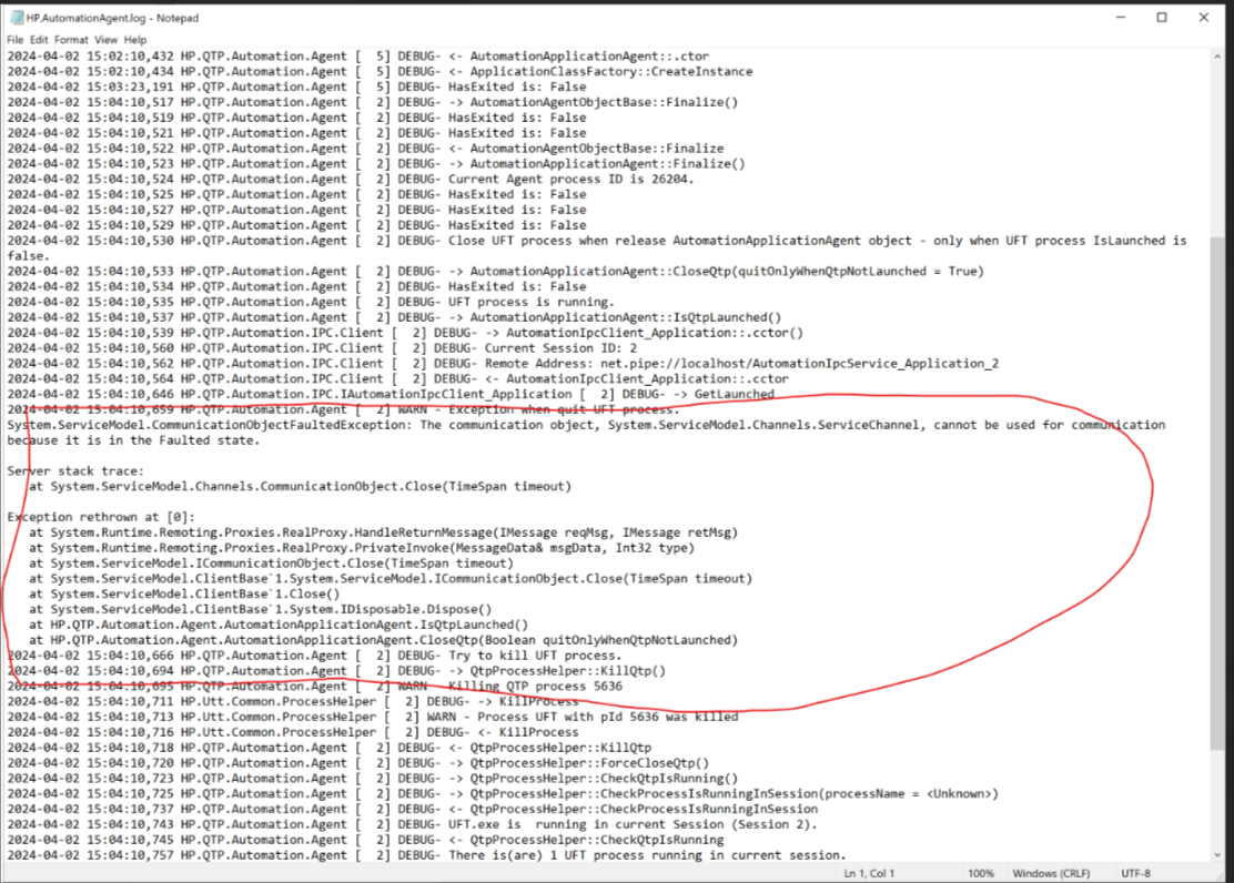 UFT One gets exited/crashed in the middle of the web test Execution.