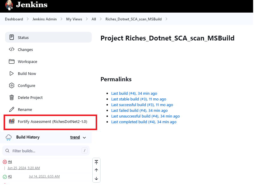 How to view issues via the Jenkins Fortify Assessment tab