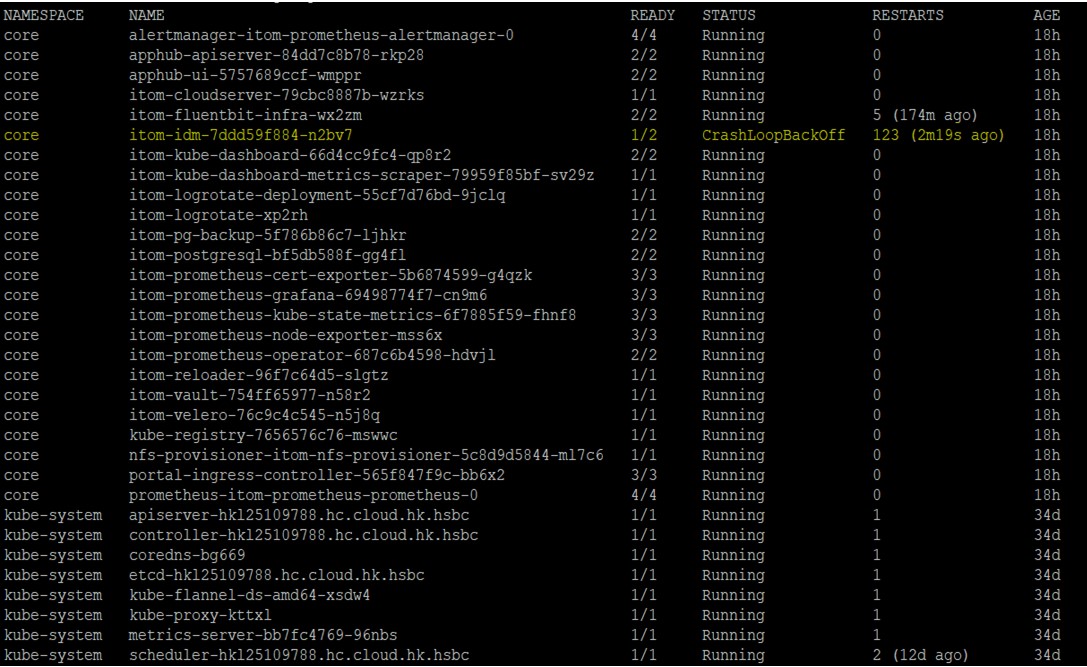 Optic DL one of the “itom-idm” pods in CrashLoopBackOff state while installing the OPTIC ...