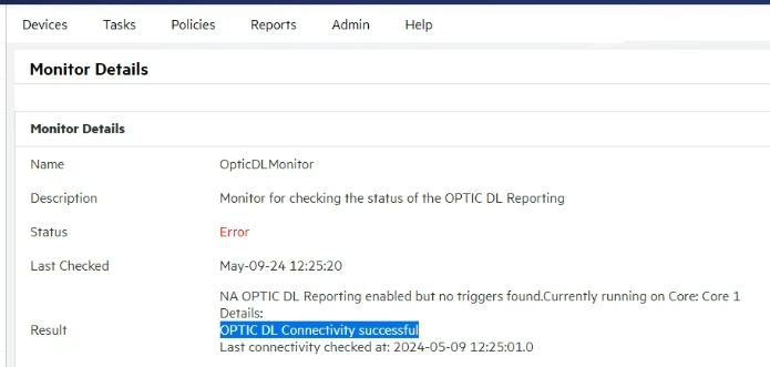 NA: OPTIC DL COLLECTOR service is showing error status