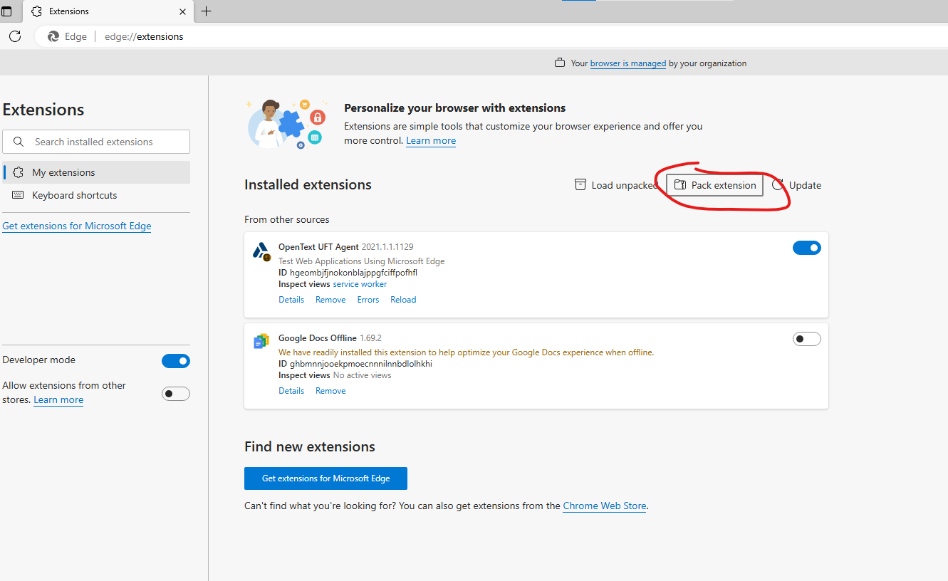 Creating and Installing a CRX Extension for Edge Browser in UFT One