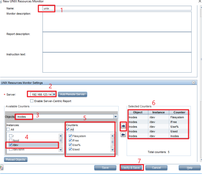 How to use SiteScope to monitor Unix's inode usage