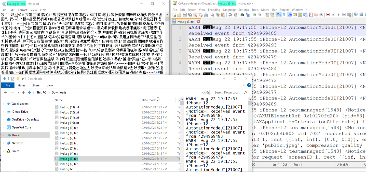 Downloaded Live Log will randomly be shown with Asian characters on MS ...