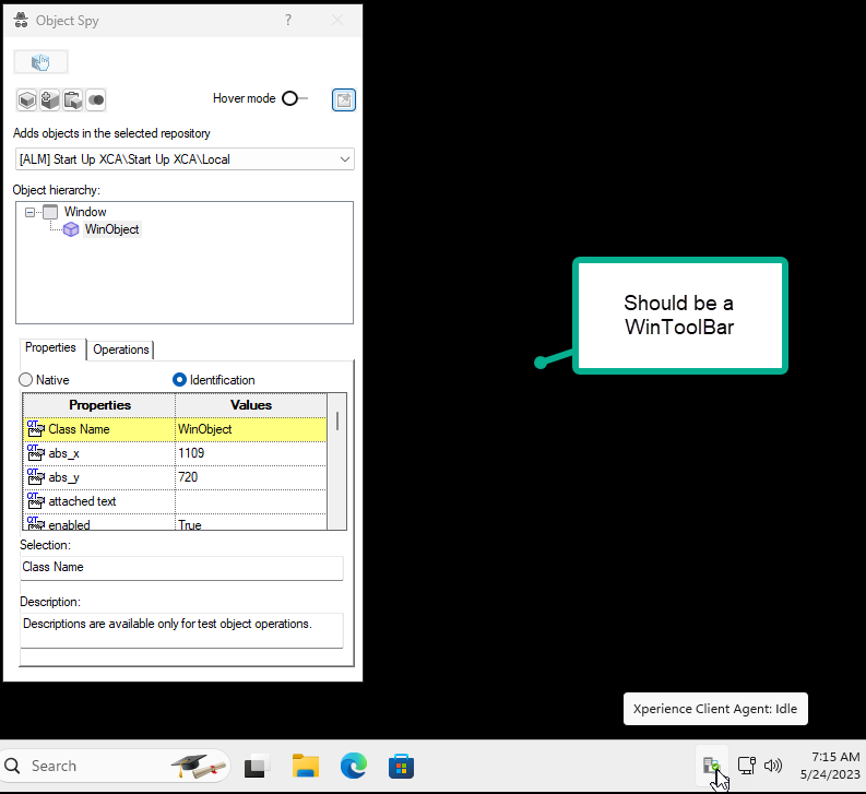 Why UFT One doesn't recognize the Windows Tool bar on Windows 11?