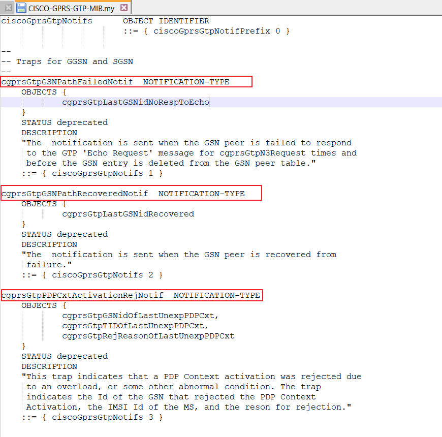 How to confirm the name of the SNMPTRAP in the MIB file?