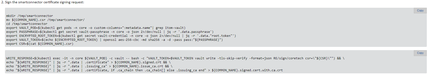 During Signing the SmartConnector Certificate Signing Request on ...