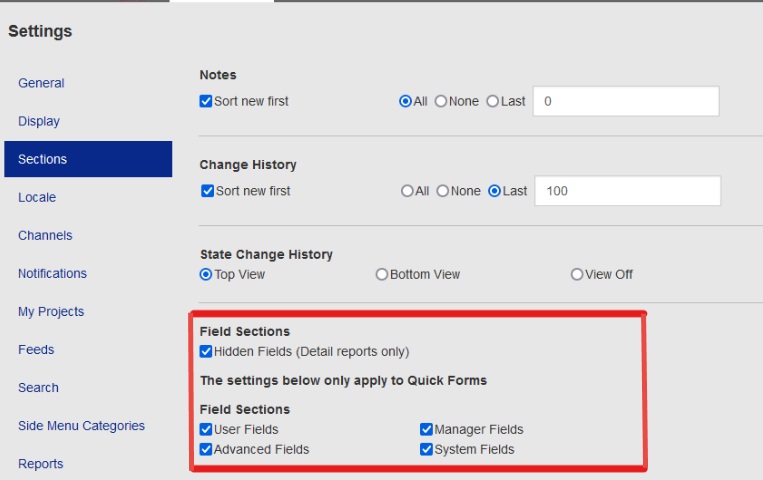 SBM: Field Sections options are missing from the user profile settings