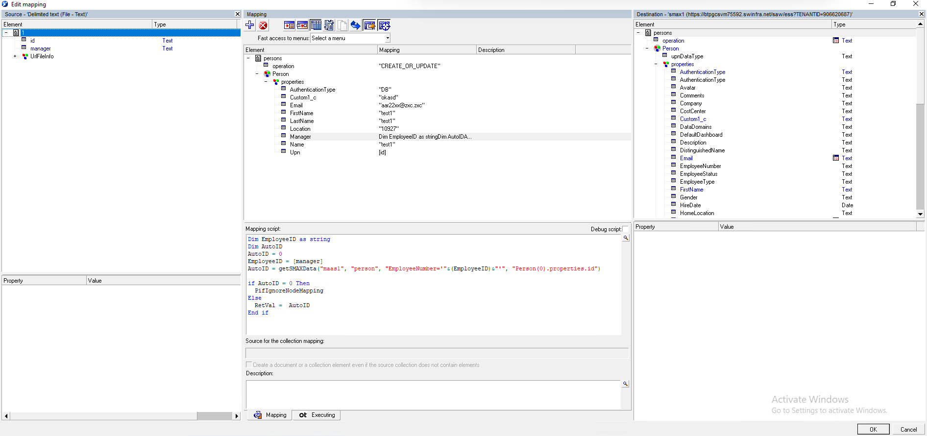 Connect-IT function to query the SMAX database data