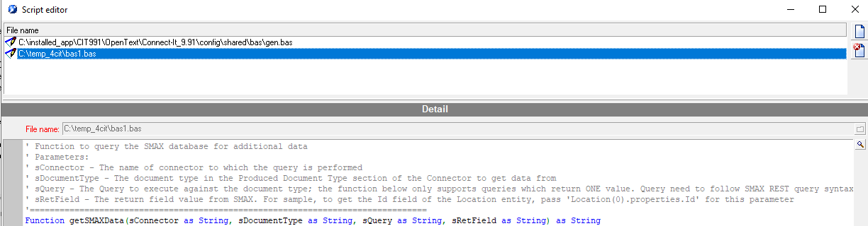 Connect-IT function to query the SMAX database data