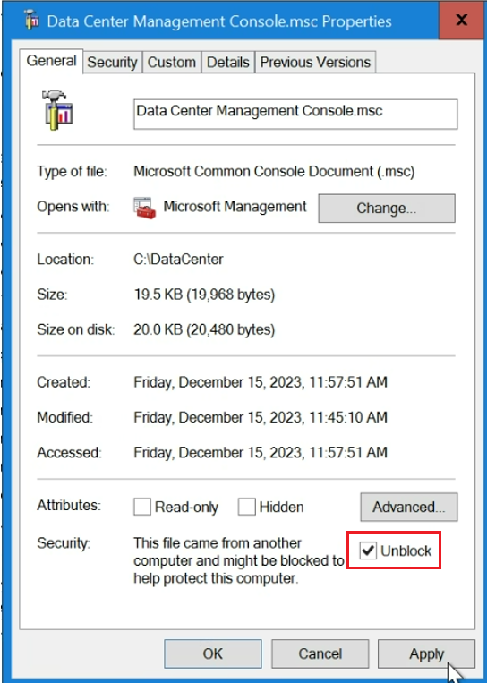 Unable to launch Data Center Management Console