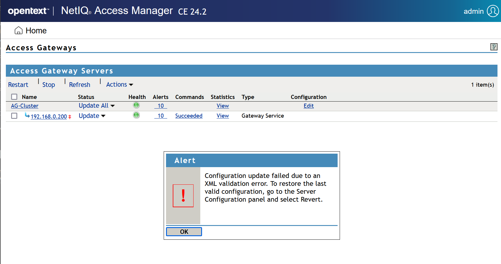 NAM 5.1 XML validation error on proxy service configuration update